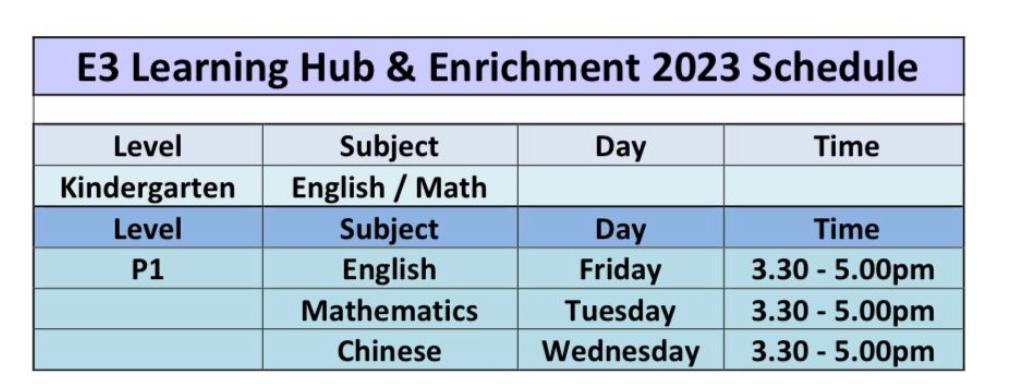 Tuition Programme Offered | E3 Enrichment