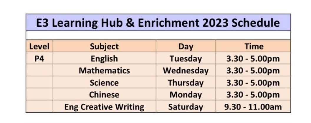 Tuition Programme Offered | E3 Enrichment